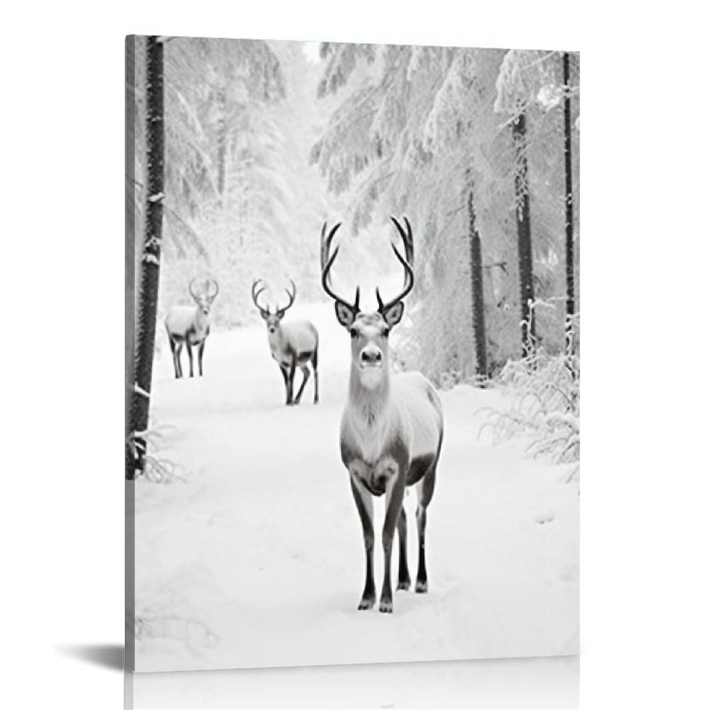 ONETECH Reindeer Prints Christmas Decoration Snowy Winter Forest Scenic ...