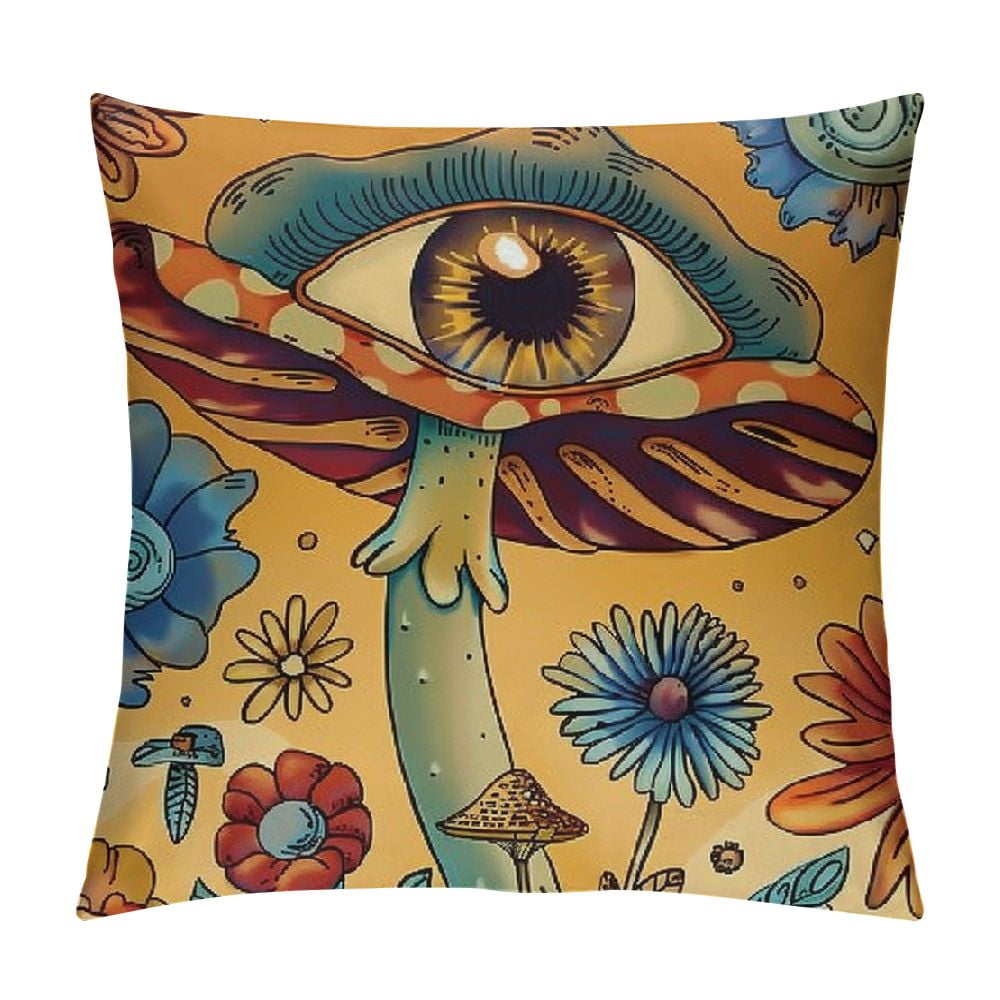 ONETECH Retro Boho Floral Pillow Cover, Fun Throw Pillow Covers ...
