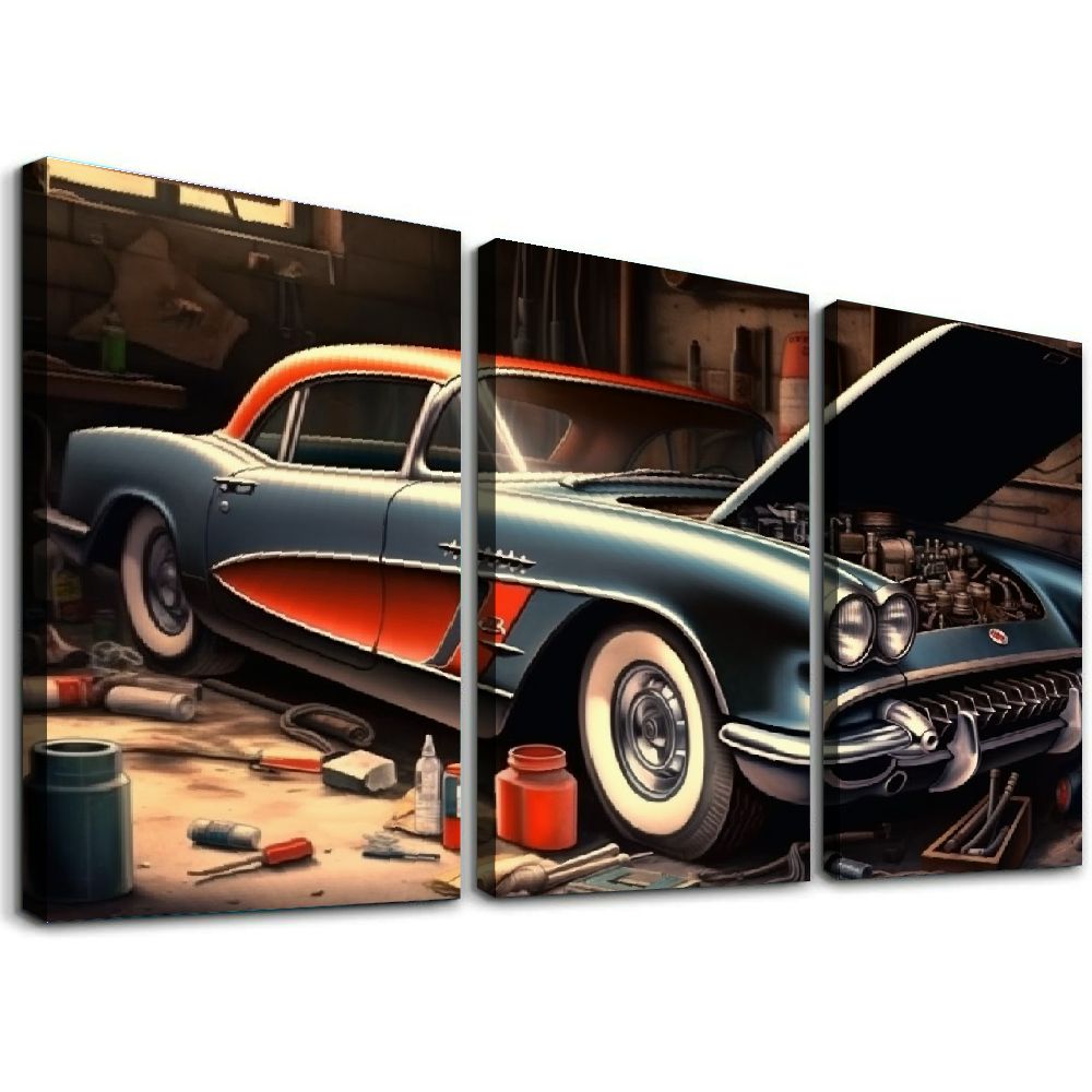 ONETECH Retro Poster Classic Old Car Wall Decor Canvas Wall Art Prints ...