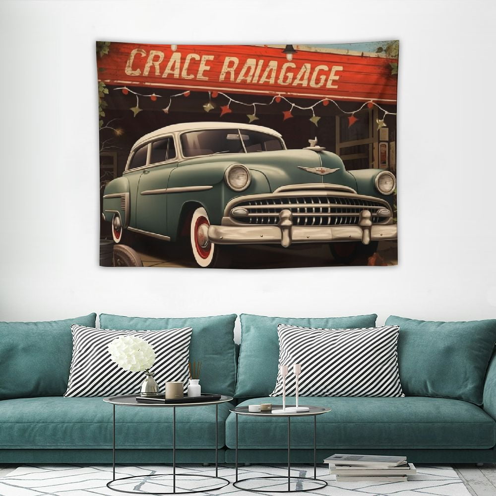 FUMJ Retro Tapestry Vintage Car Wall Tapestry Route 66 Tapestry For ...