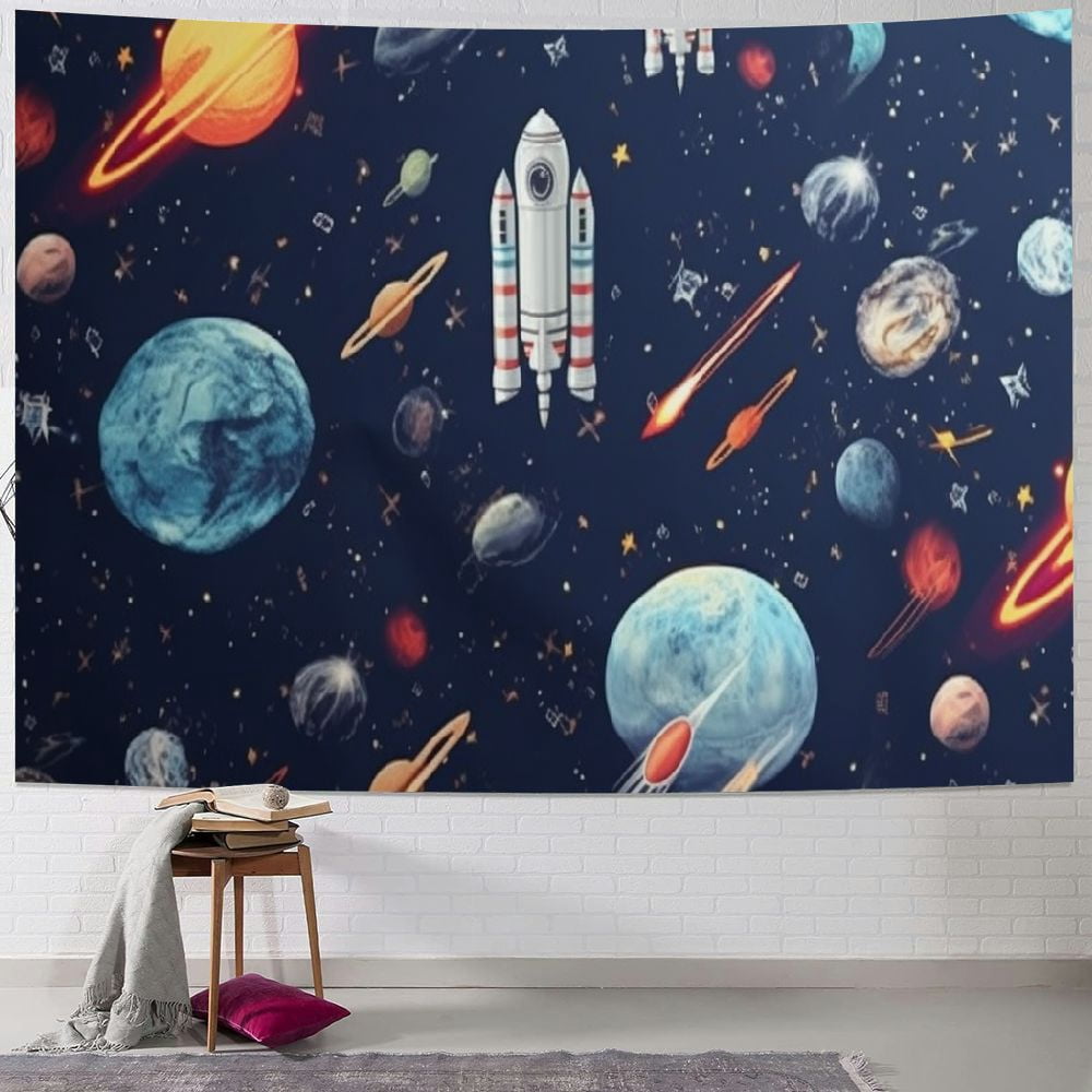 ONETECH Rocket Stars Planets Tapestry Wall Art Home Decor Dormitory ...