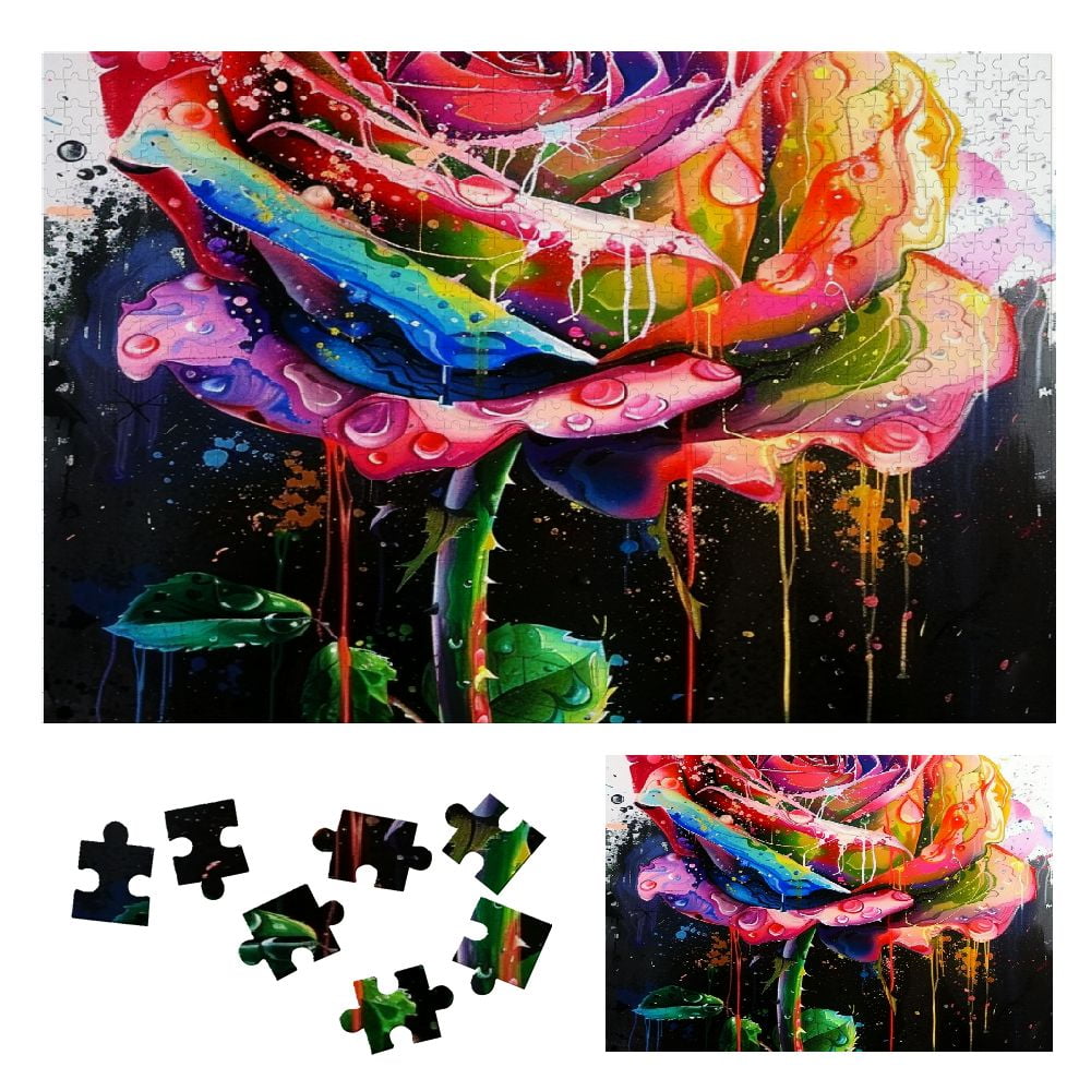 ONETECH Rose Flowers Colorful Rose Graffiti Wooden Jigsaw Puzzle ...