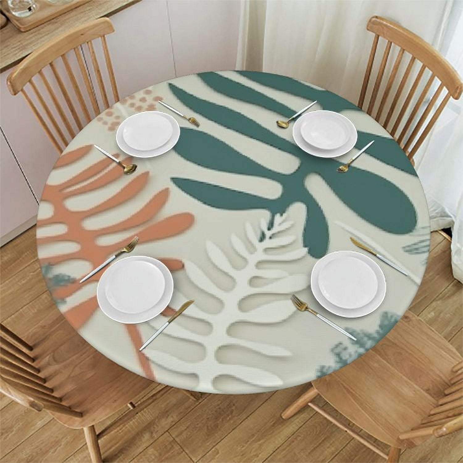 ONETECH Round Fitted Table Cover for Dining Tables,Elastic Edged Table ...
