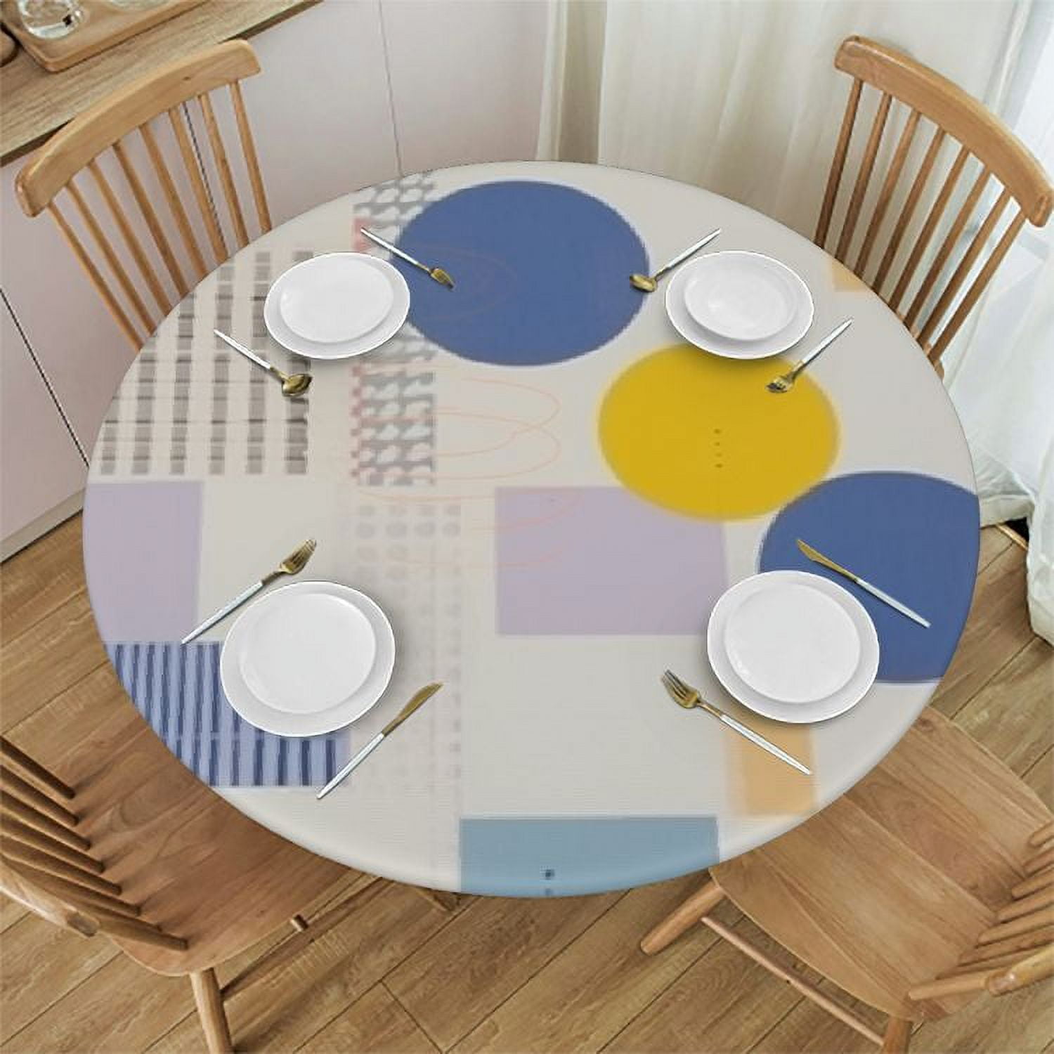 ONETECH Round Fitted Table cover Mid Century Modern Geometry Table ...