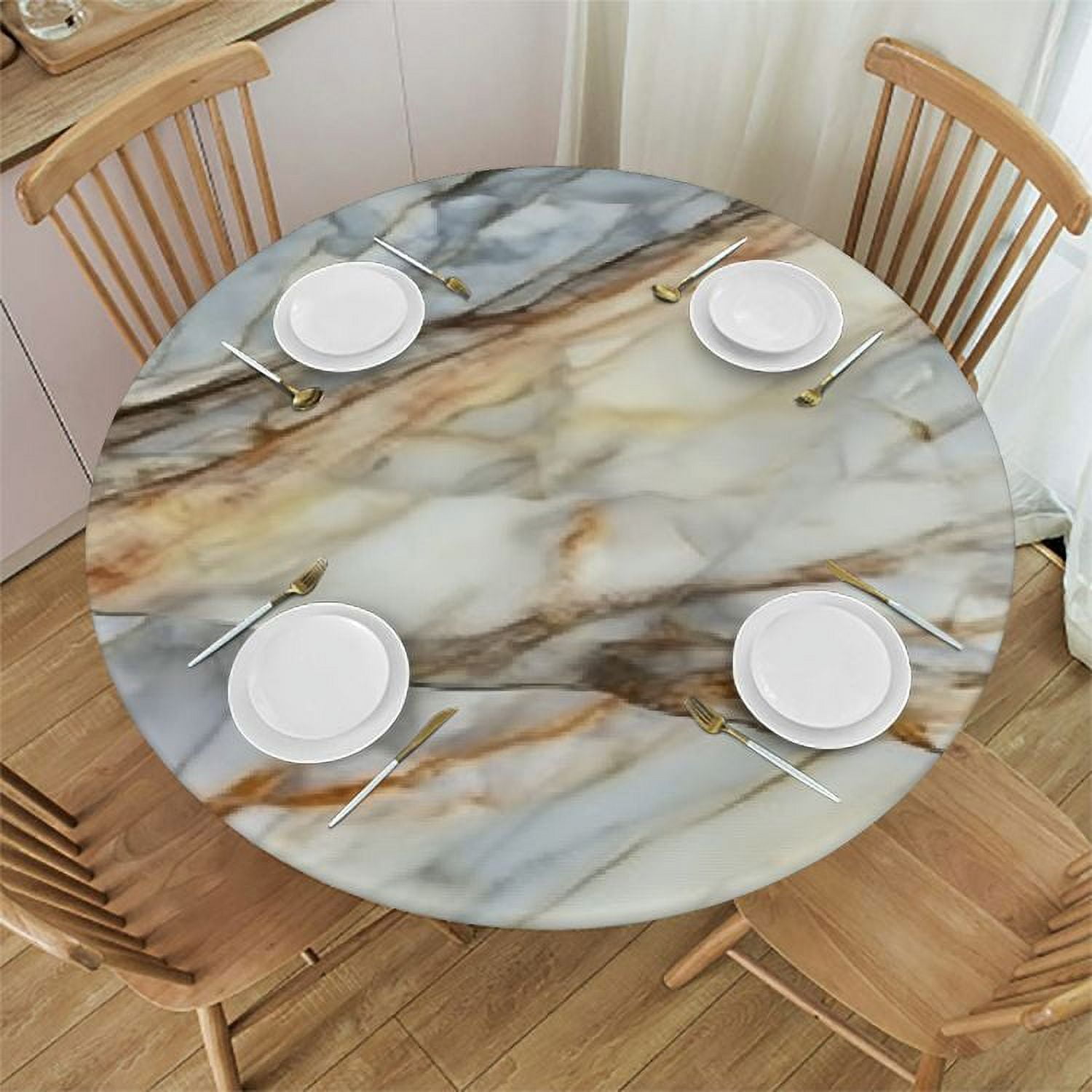 ONETECH Round Table Cover Marble Texture Pattern,Round Fitted ...
