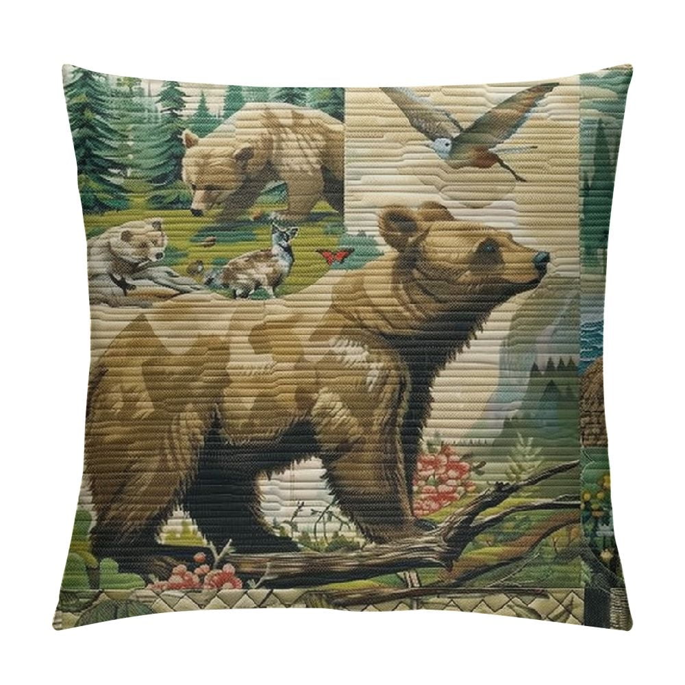 ONETECH Rustic Cabin Throw Pillow Covers - Bears Pillow Cover Country ...