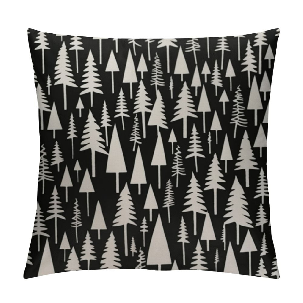 ONETECH Rustic White Forest Tree Decorative Pillow Covers Farmhouse ...