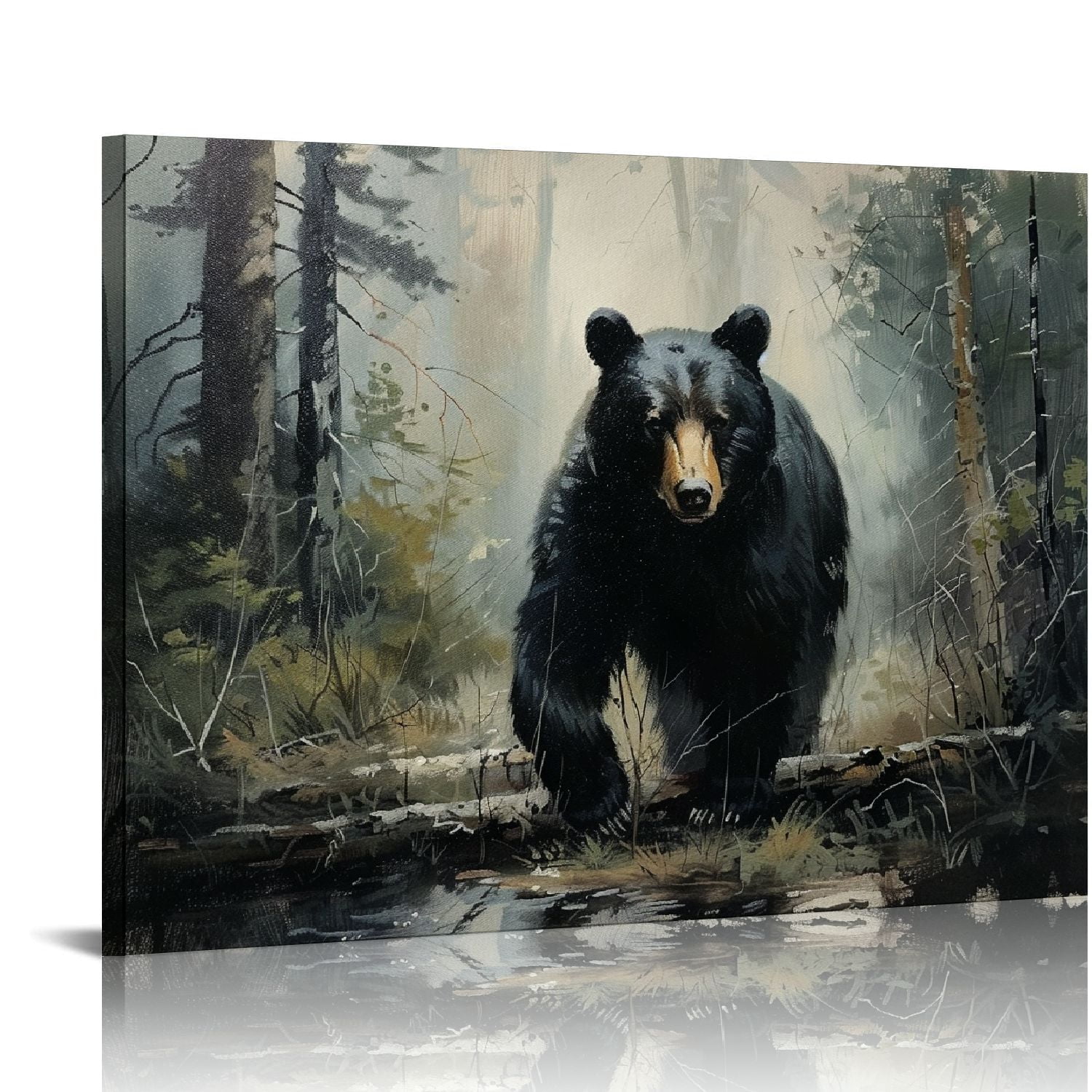 ONETECH Rustic Wildlife Wall Art, Black Bear Wall Decor, Nursery ...