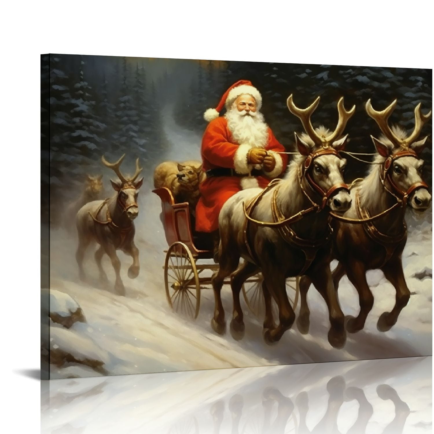 ONETECH Santa Claus Merry Christmas poster canvas picture printing art ...