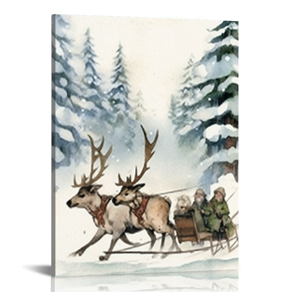 ONETECH Santa Claus Reindeer Sleigh Poster Prints Painting Modular ...