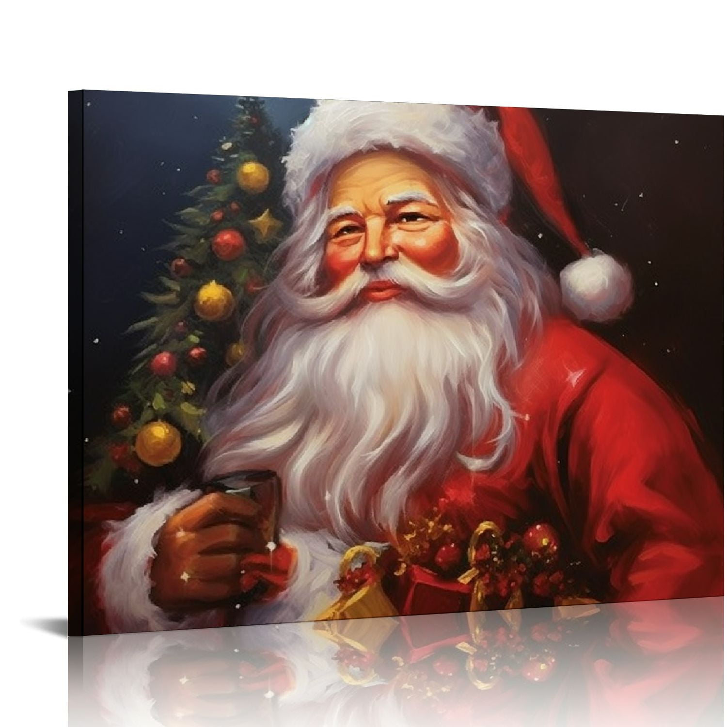 ONETECH Santa Portrait Canvas Wall Art Print, Susan Comish Holiday ...