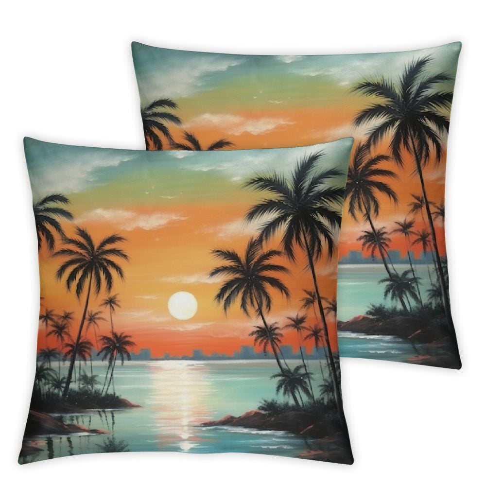FUMJ Satin Throw Pillow Covers Palm Trees Throw Pillow Covers Modern ...