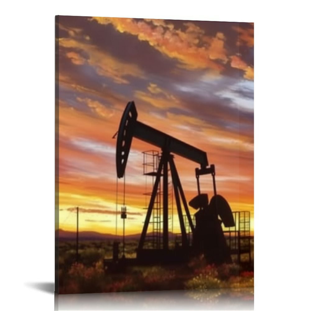 ONETECH Scenery with Oil and Gas Well Pump and Dramatic Sunset Oil Rigs ...