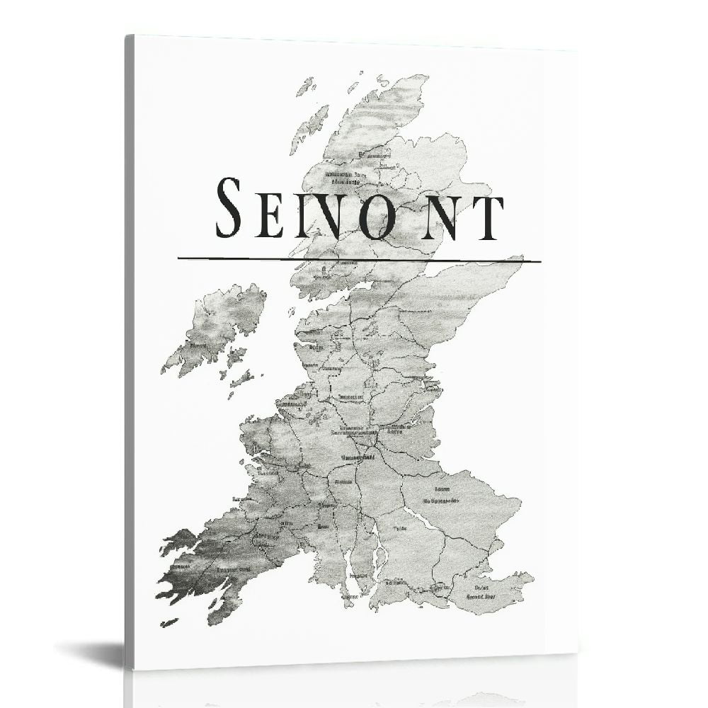 ONETECH Scotland Map Wall Art Print - Silhouette Decor Print with ...