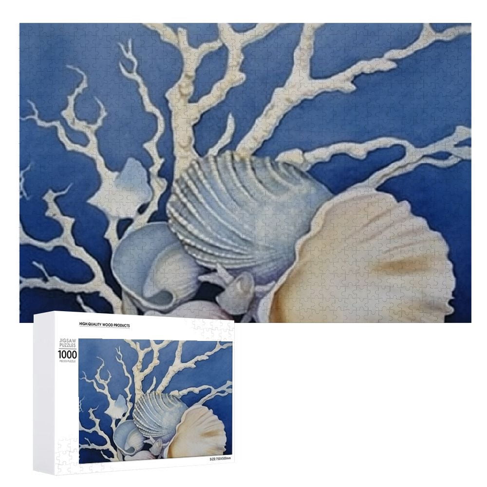 ONETECH Sea Shell Tree Branch Blue Background Wooden Puzzle for Adults ...