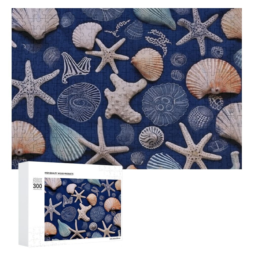 ONETECH Sea Shells Starfish Ocean Wooden Puzzle Challenging Difficult ...