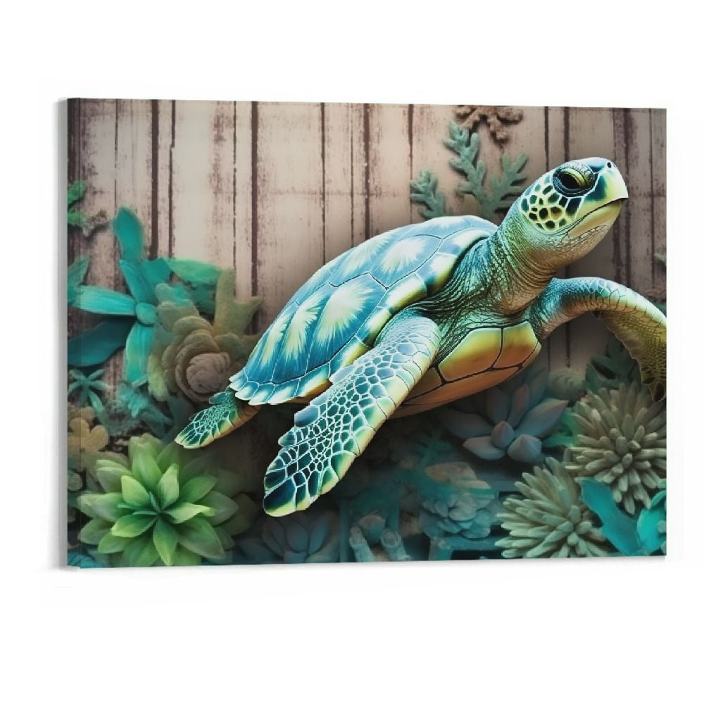 ONETECH Sea Turtle Bathroom Decor Ocean Canvas Pictures Beach Theme ...