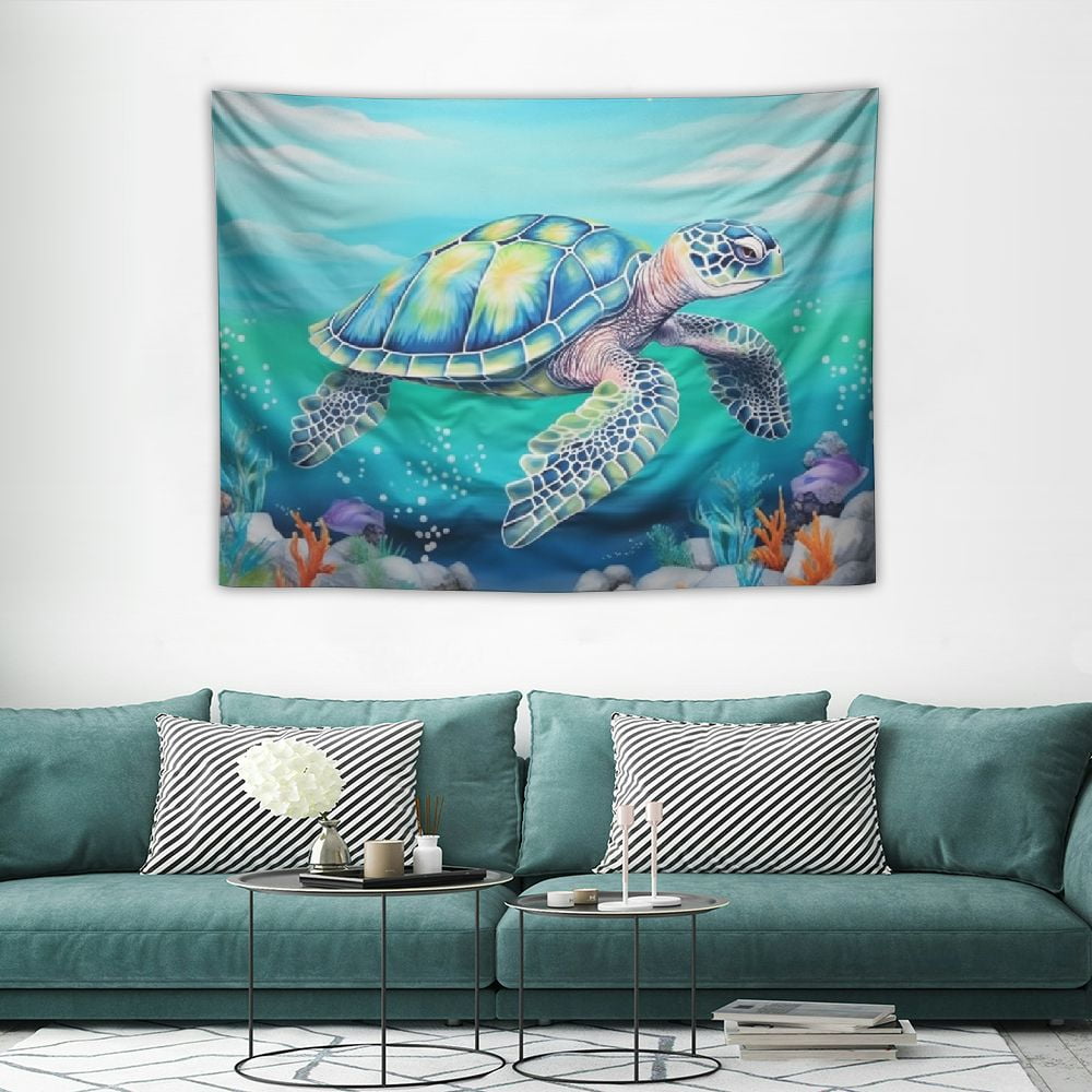 ONETECH Sea Turtle Tapestry Marine Life Tapestries, Ocean Sea Turtle ...