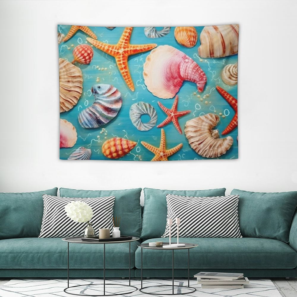 ONETECH Seahorse Tapestries Starfish Coral Tapestry Shell Conch Wall ...