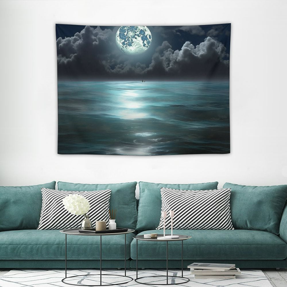 ONETECH Seaside Moon Decor Tapestry Clear Sea Water Seeing Seaweed ...