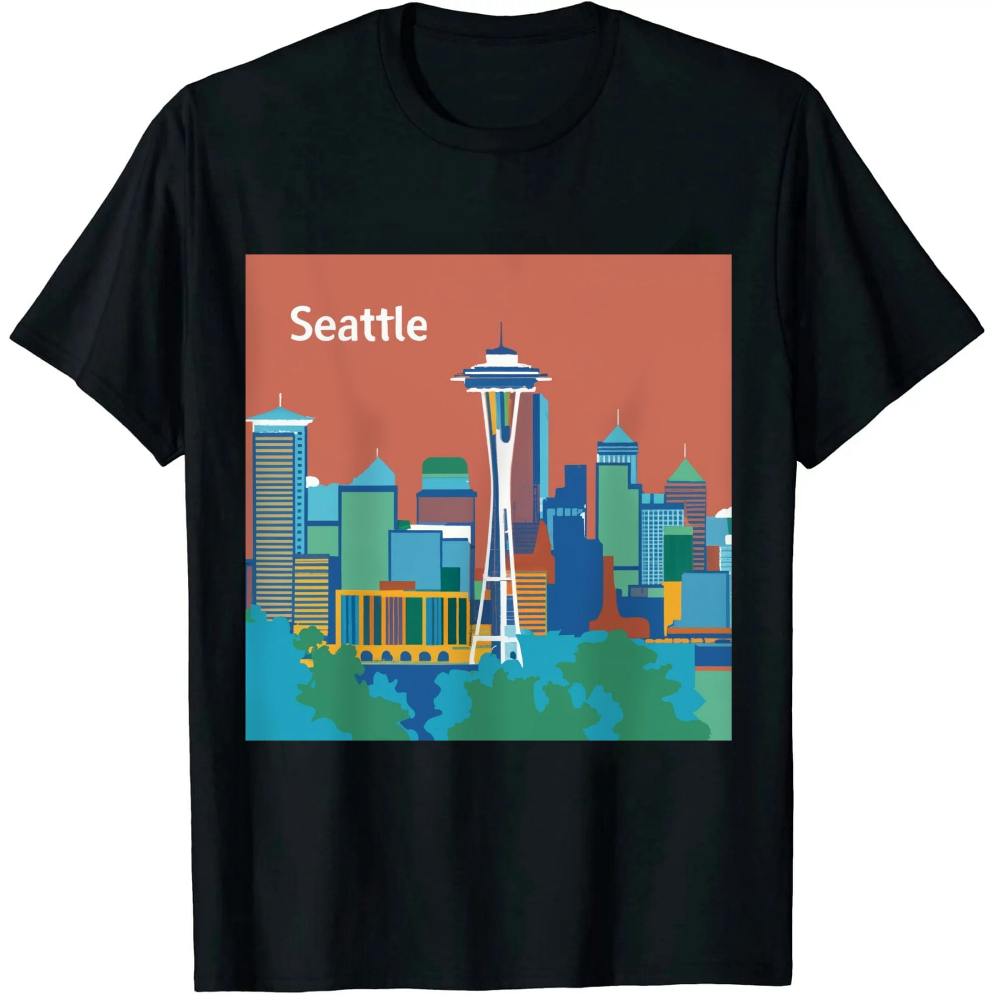 ONETECH Seattle Washington Skyline Watercolor Art Gift & Souvenirs T ...