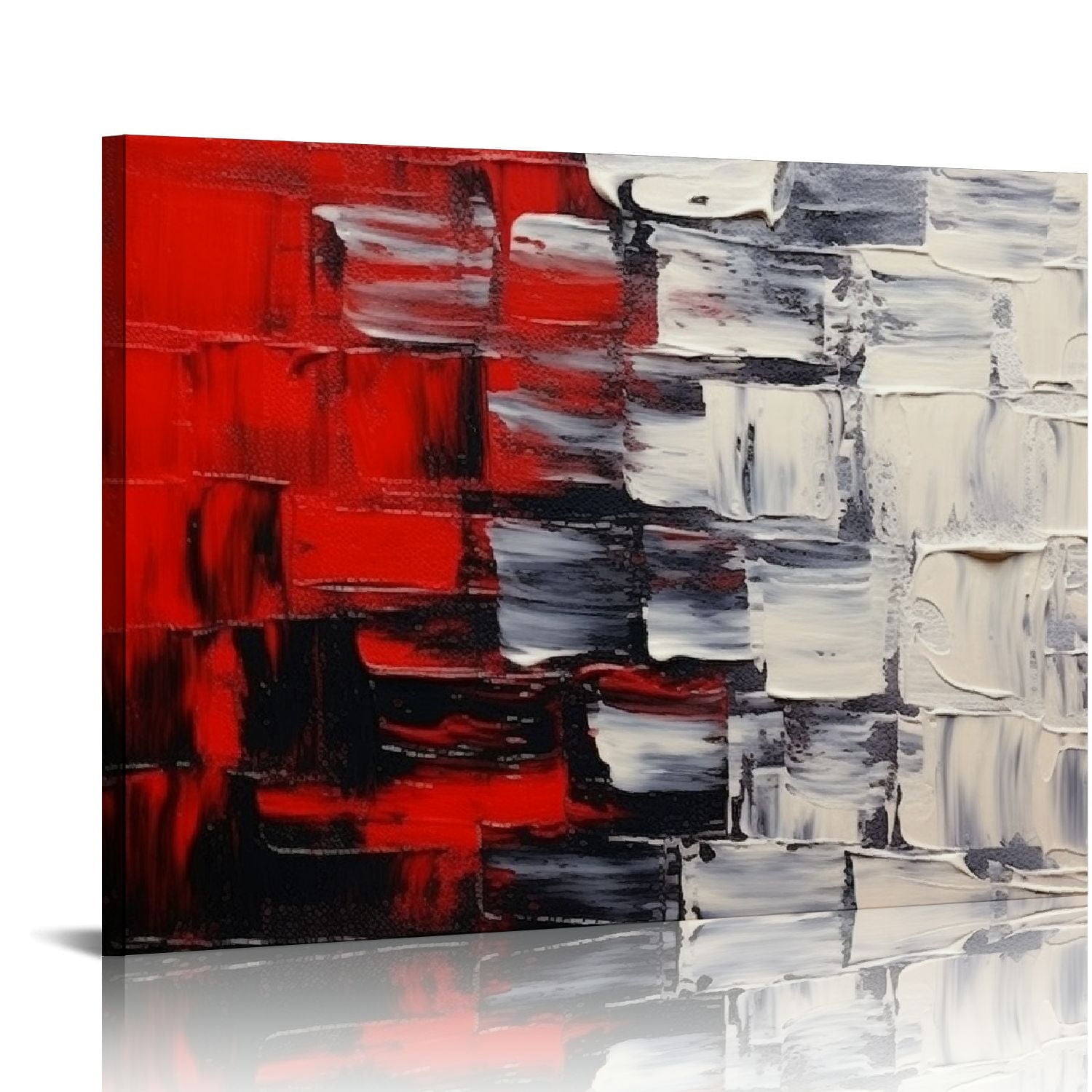 ONETECH Seekland Hand Painted Red and White Abstract Canvas Wall Art ...