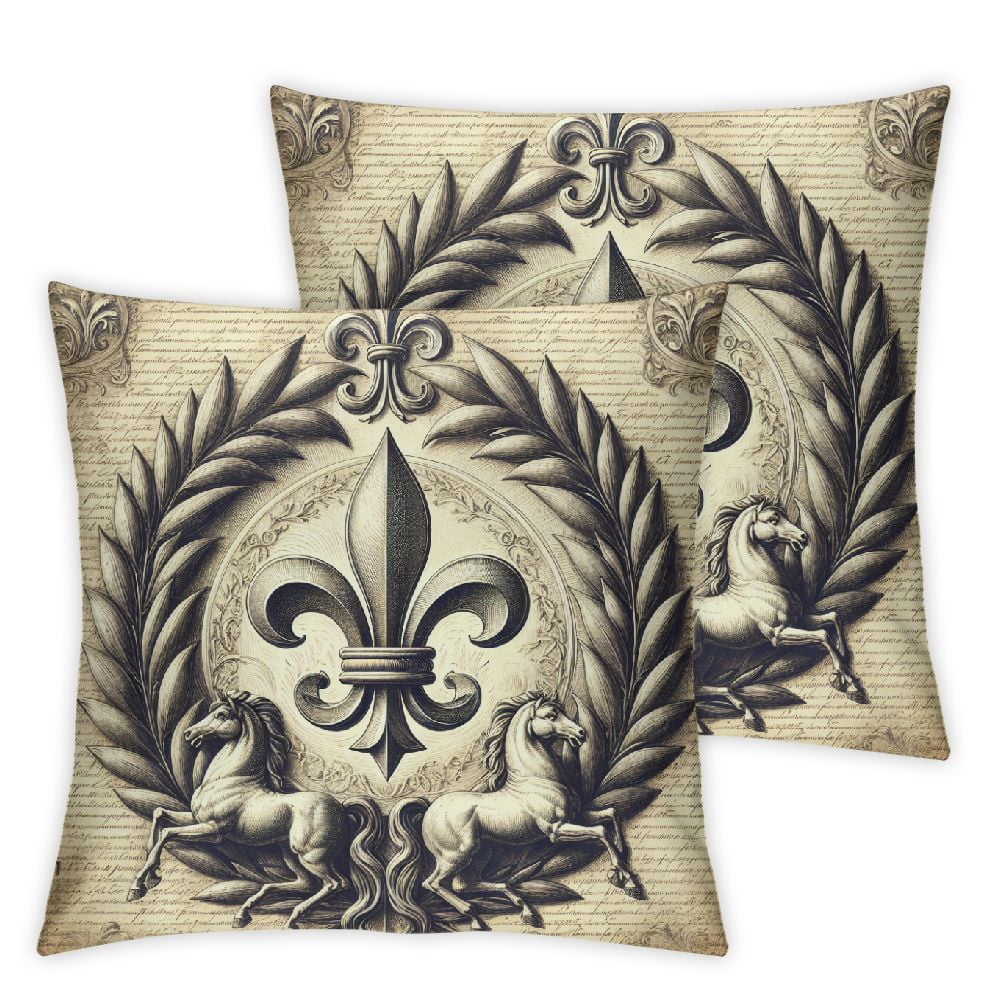 ONETECH Set of 2 Symbol Laurel Wreath Horses Short Plush Pillowcase 2 ...