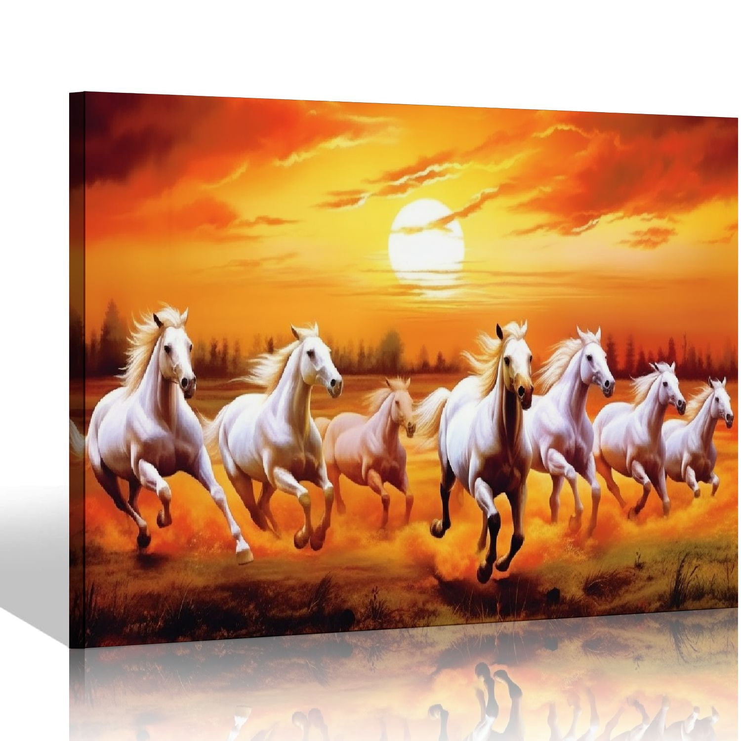 ONETECH Seven Lucky Running Wild Horses Wall Art Animal Posters Canvas ...