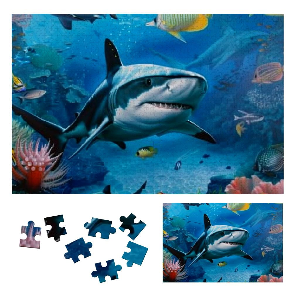 ONETECH Shark, Corals, Fish Wooden Jigsaw Puzzle for Adults and Kids ...