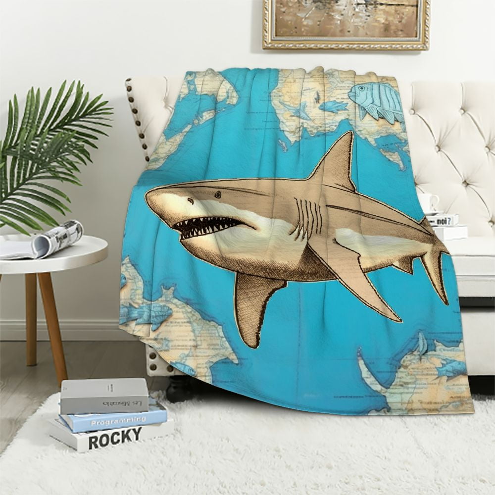 ONETECH Shark Throw Blanket for Couch or Bedroom Nature Retro ...