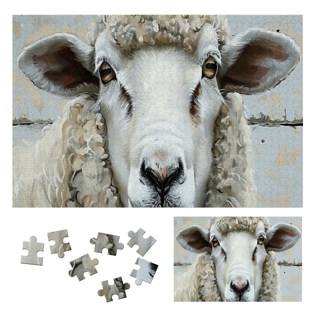 ONETECH Sheep Rustic Farmhouse Lamb Pictures Challenging Wooden Jigsaw ...