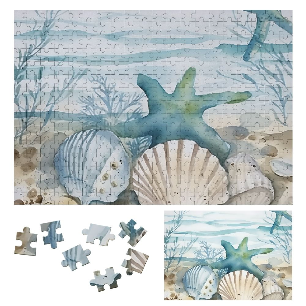 ONETECH Shells Seaweed Ocean Wooden Jigsaw Puzzle Challenging Difficult ...