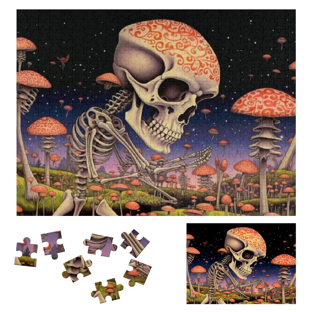ONETECH Skeleton Mushroom Psychedelic Wooden Jigsaw Puzzle for Adults ...
