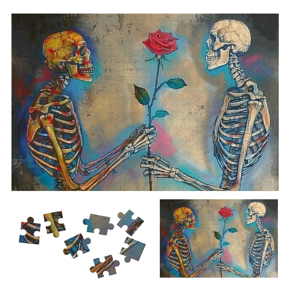ONETECH Skeletons Rose Detailed Painting Wood Puzzle Game Toy Gift 1000 ...