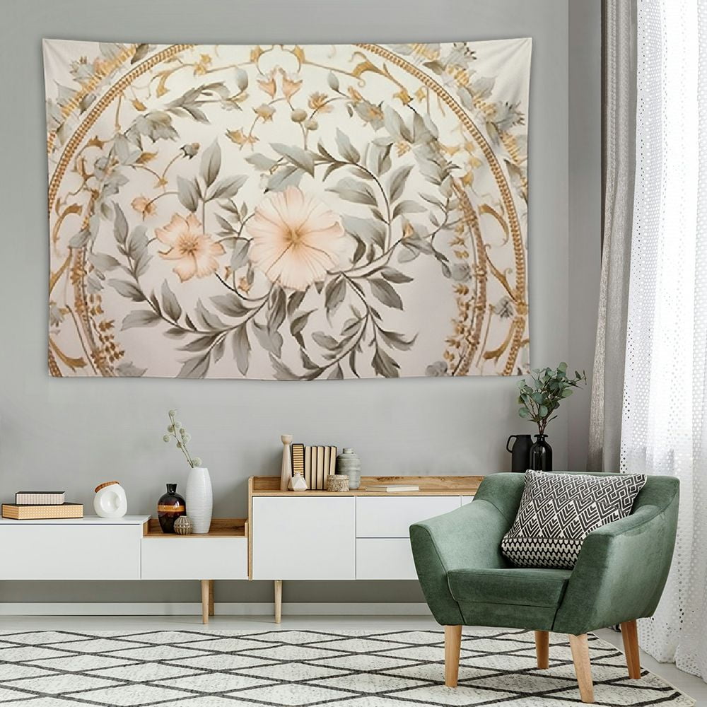 ONETECH Sketched Floral Medallion Tapestry, Bohemian Mandala Wall ...