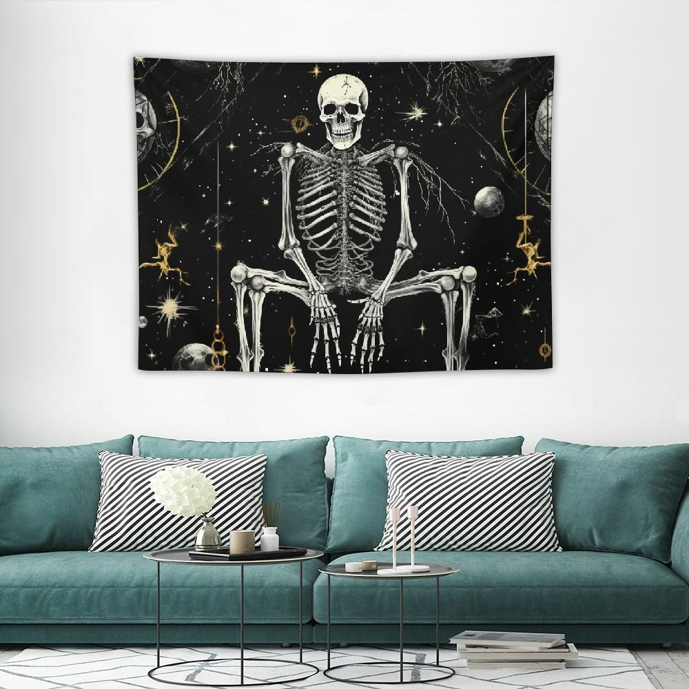 ONETECH Skull Tapestry Skeleton Tapestry Hippie Eyes Tapestries Black ...