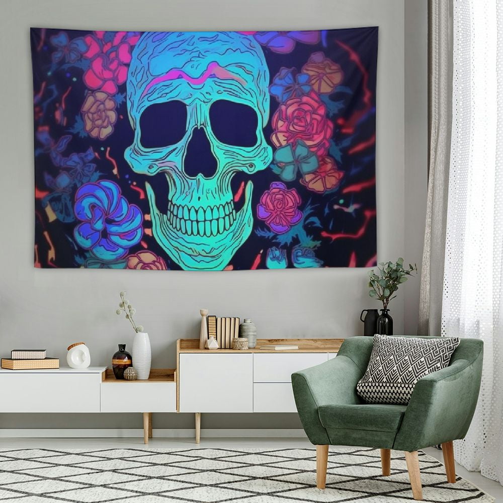 ONETECH Skull Tapestry Trippy Tapestries for Bedroom Aesthetic Decor ...