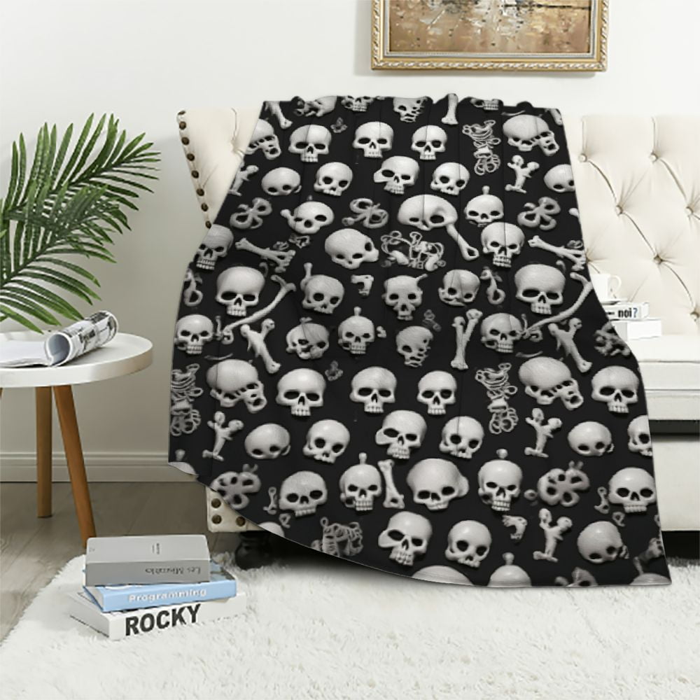 ONETECH Skull and Crossbones Sofa Throw Blanket Flannel Super Soft Warm ...