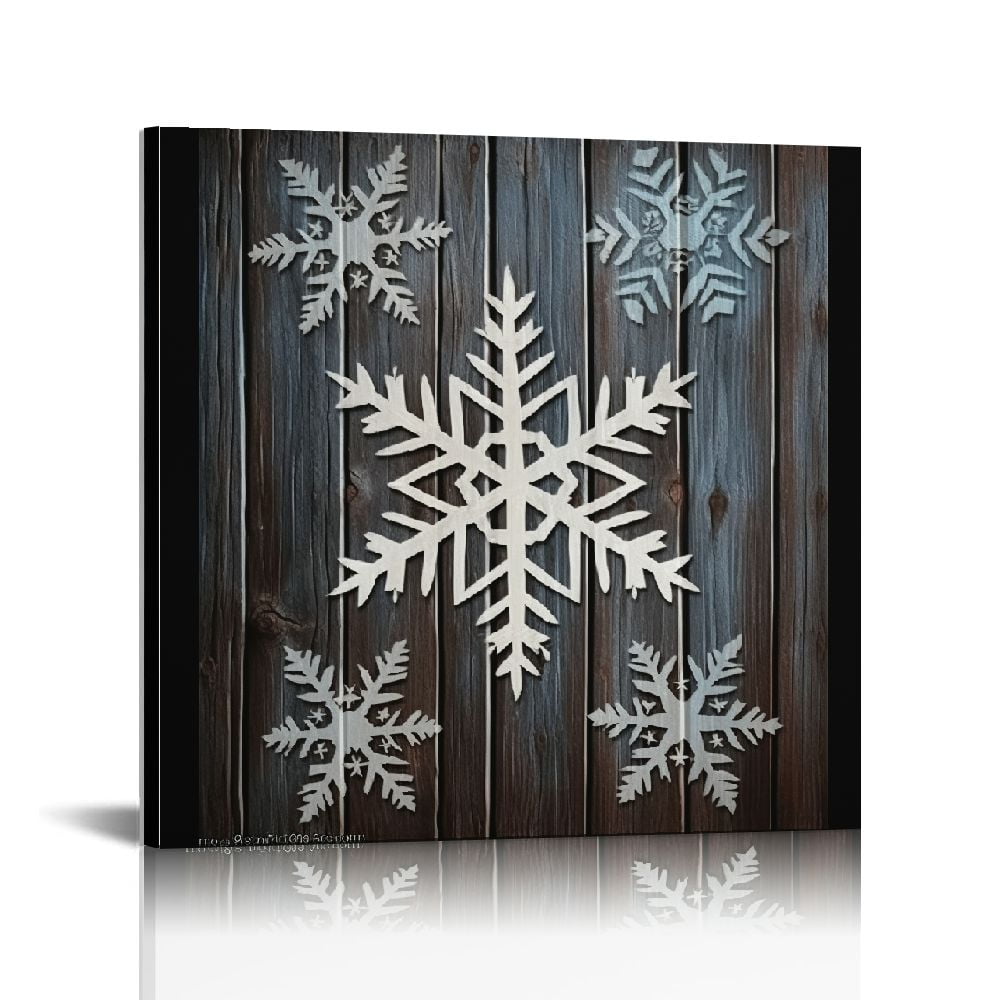 ONETECH Snowflake Canvas Wall Art Let It Snow Sign Painting Pictures ...