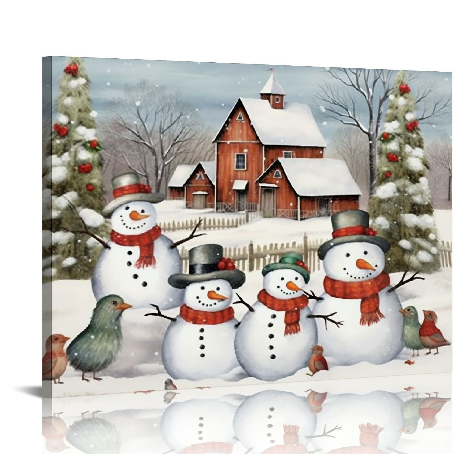 ONETECH Snowman Christmas Canvas Wall Art: Farmhouse Christmas Decor ...
