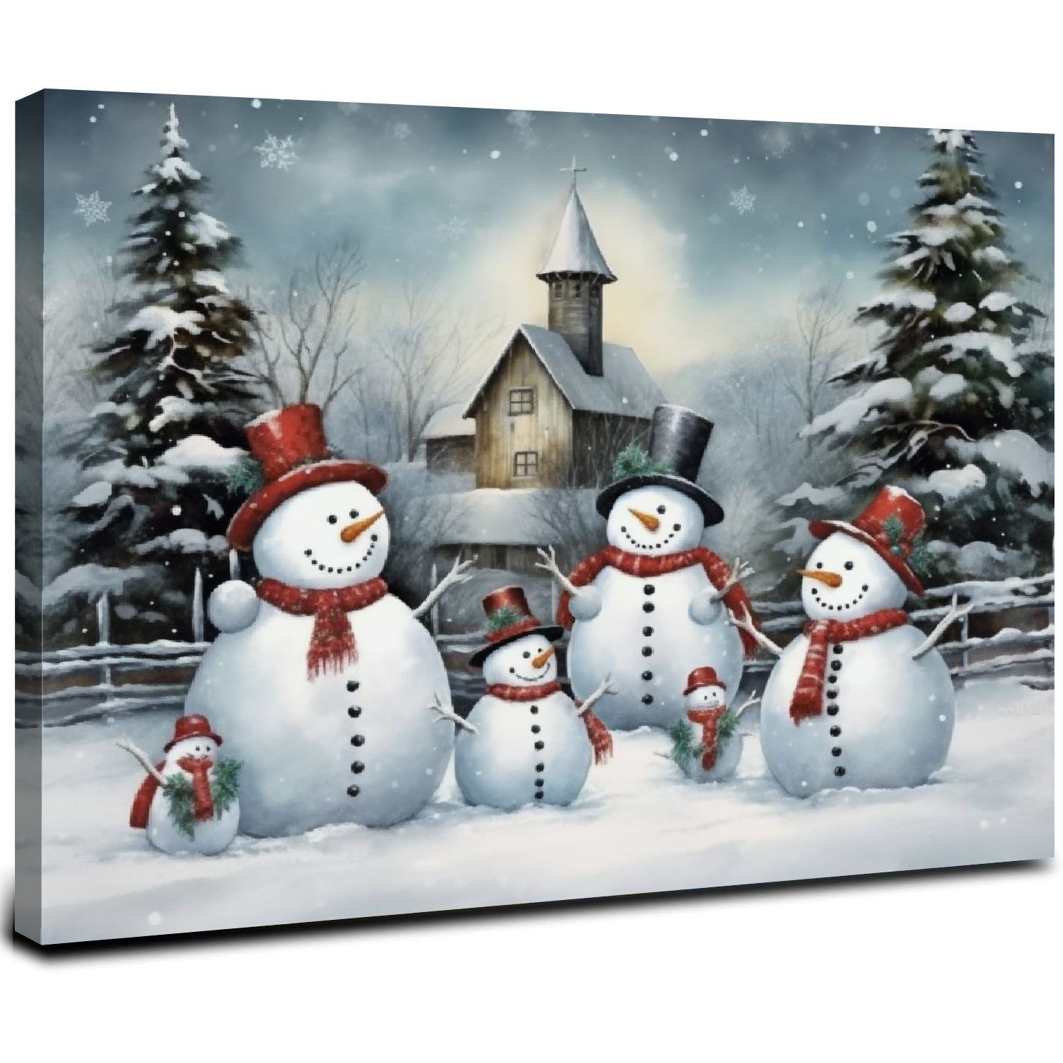 ONETECH Snowman Christmas Canvas Wall Art: Farmhouse Christmas Decor ...