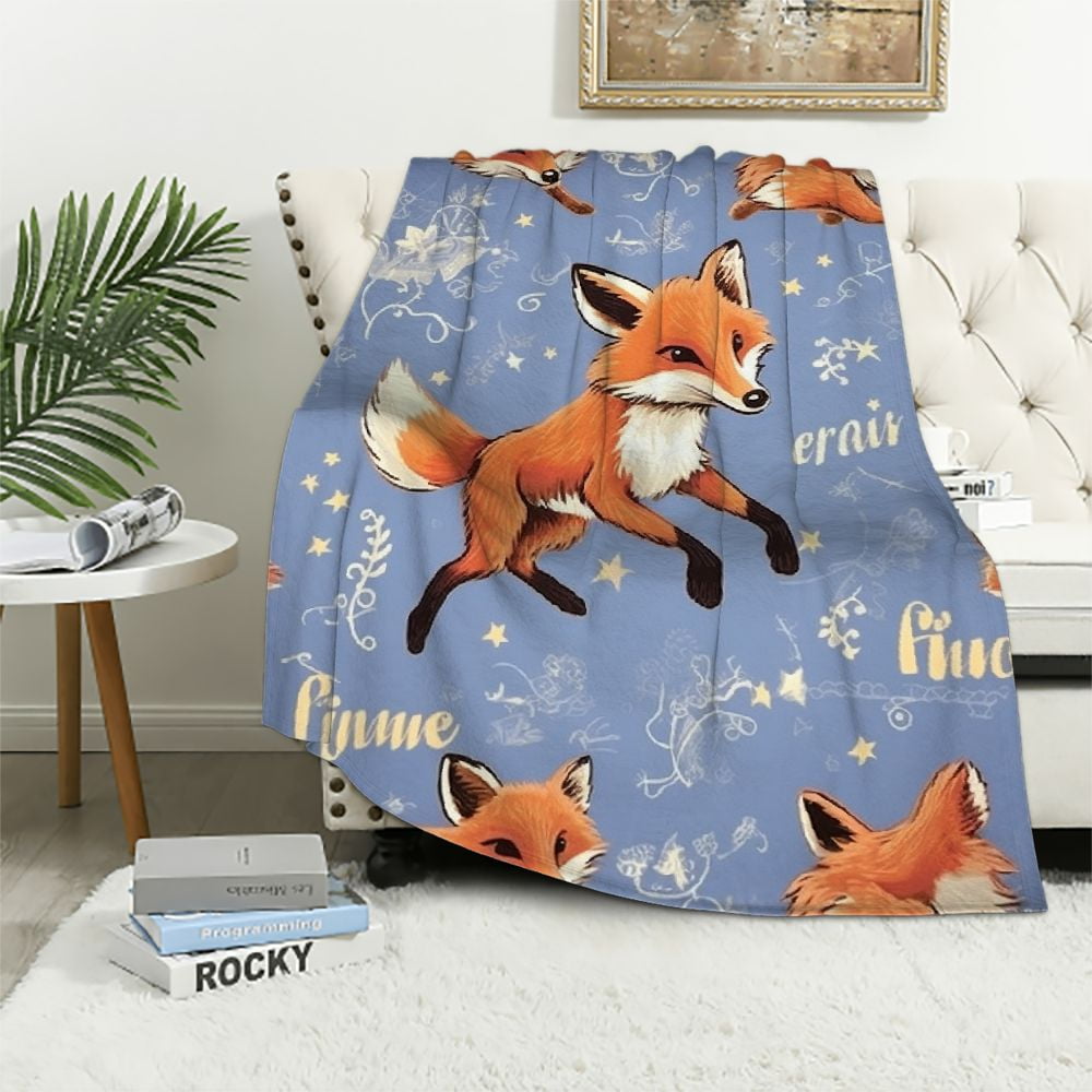 ONETECH Soft Fluffy Fox Kids Throw Blanket for Baby Toddler Boys,Fox ...