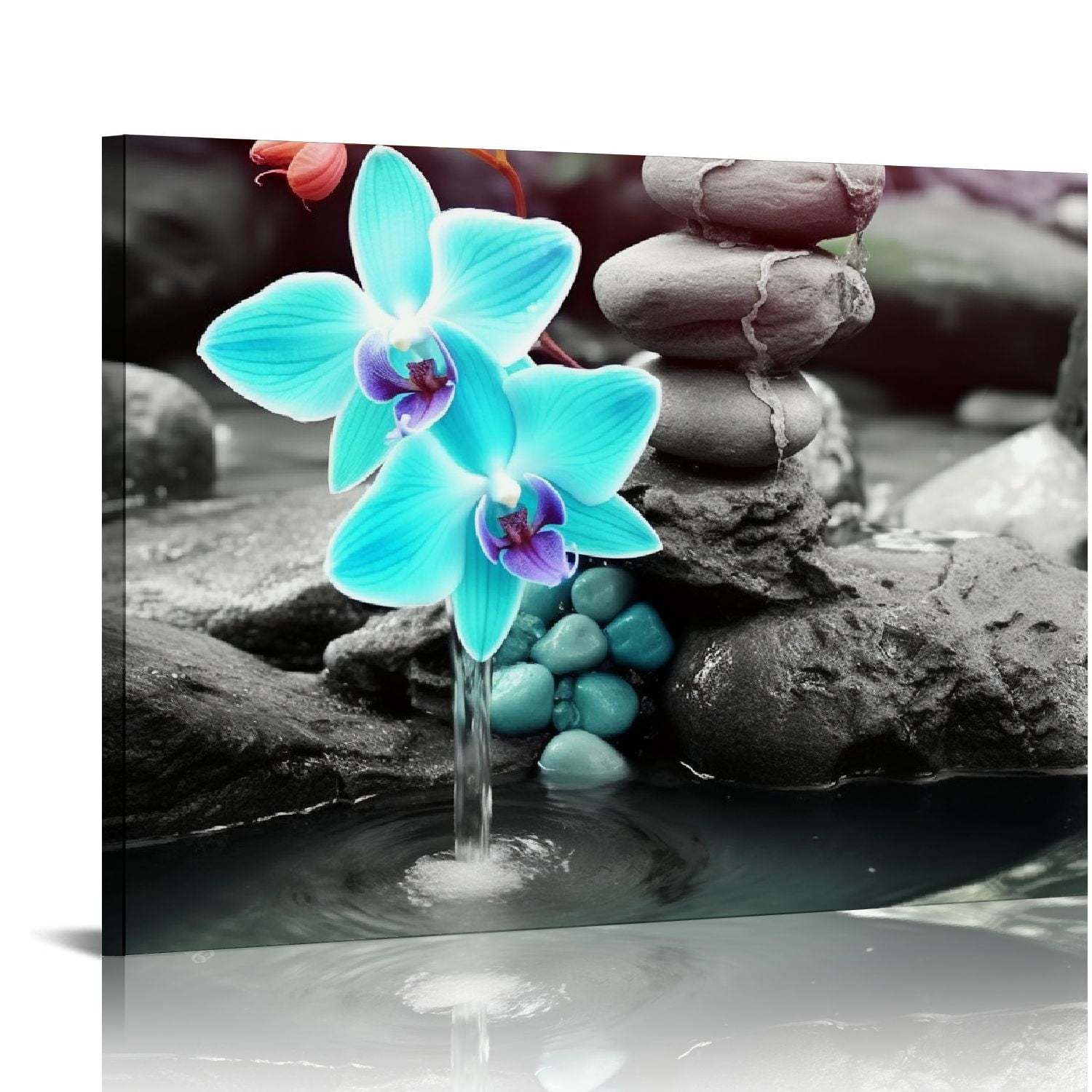 ONETECH Spa Decor Zen Canvas Wall Art Spa Stones and Blue Orchid Flower ...