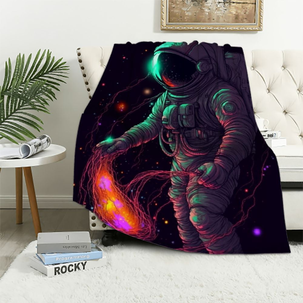 ONETECH Space Suit Glowing Object Digital Art Flannel Blanket Long ...
