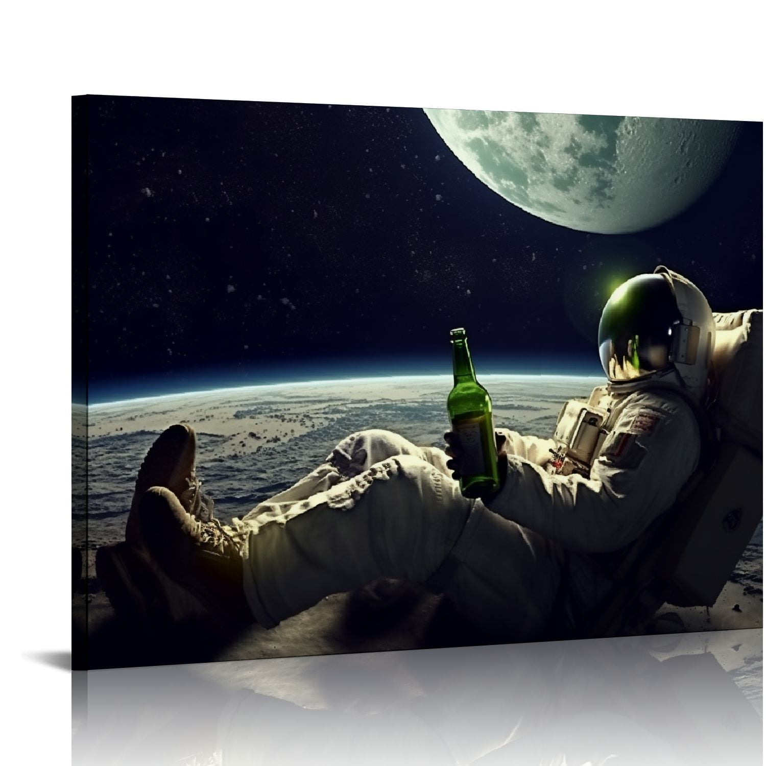 ONETECH Spaceman Wall Art Decor Pictures - Astronaut Drinking Beer on ...