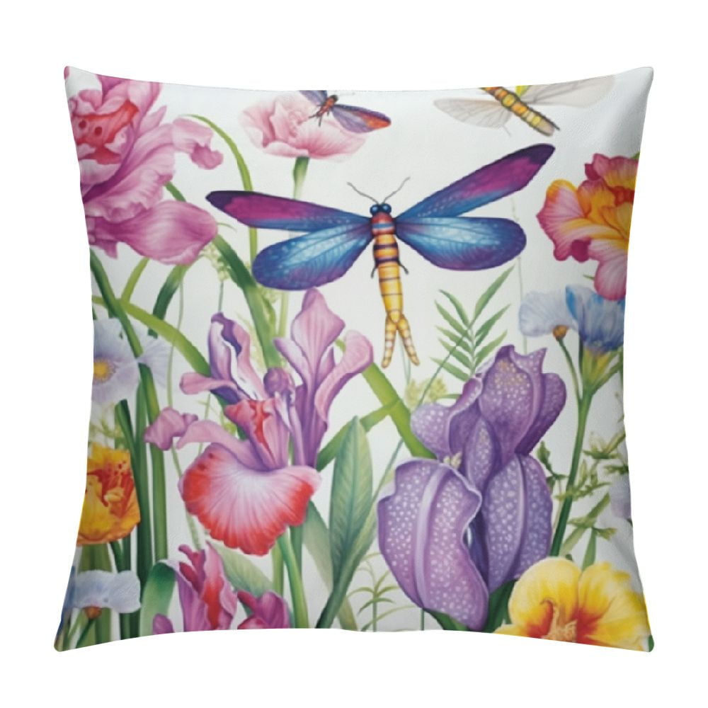 ONETECH Spring Floral Throw Pillow Covers Narcissus Iris Flower ...