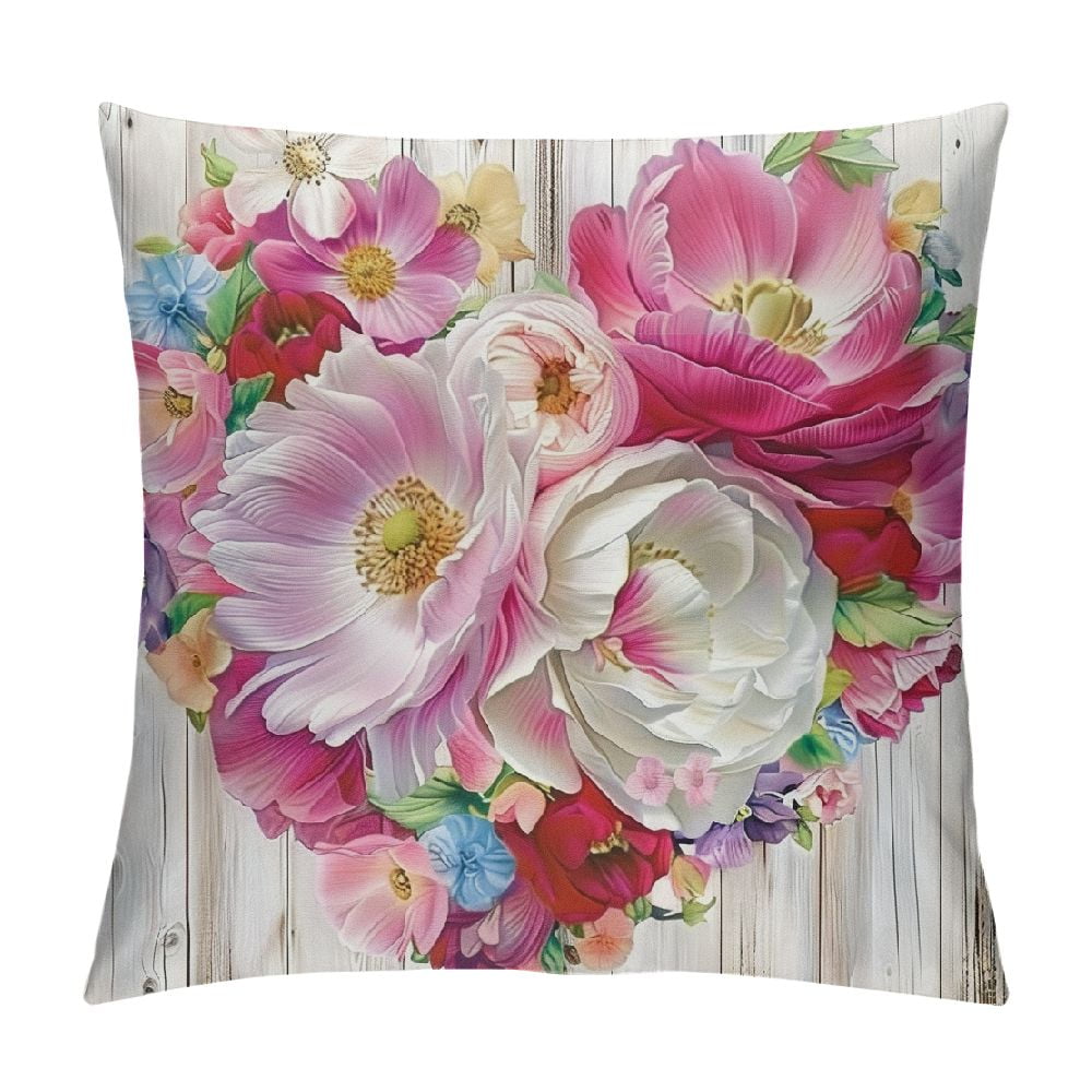 Onetech Spring Floral Throw Pillow Covers Pink Flowers Mothers Day
