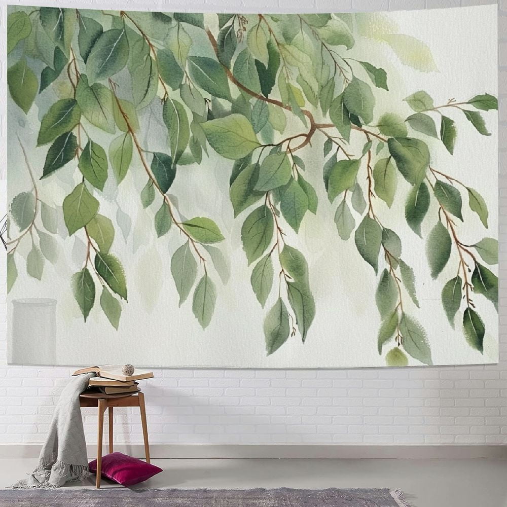 FUMJ Spring Green Plant Tapestry Lush Eucalyptus Leaves Willow Leaves ...