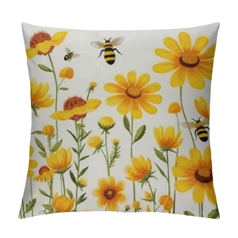 ONETECH Spring Pillow Cover Daisy Bee Decorations Farmhouse Seasonal ...