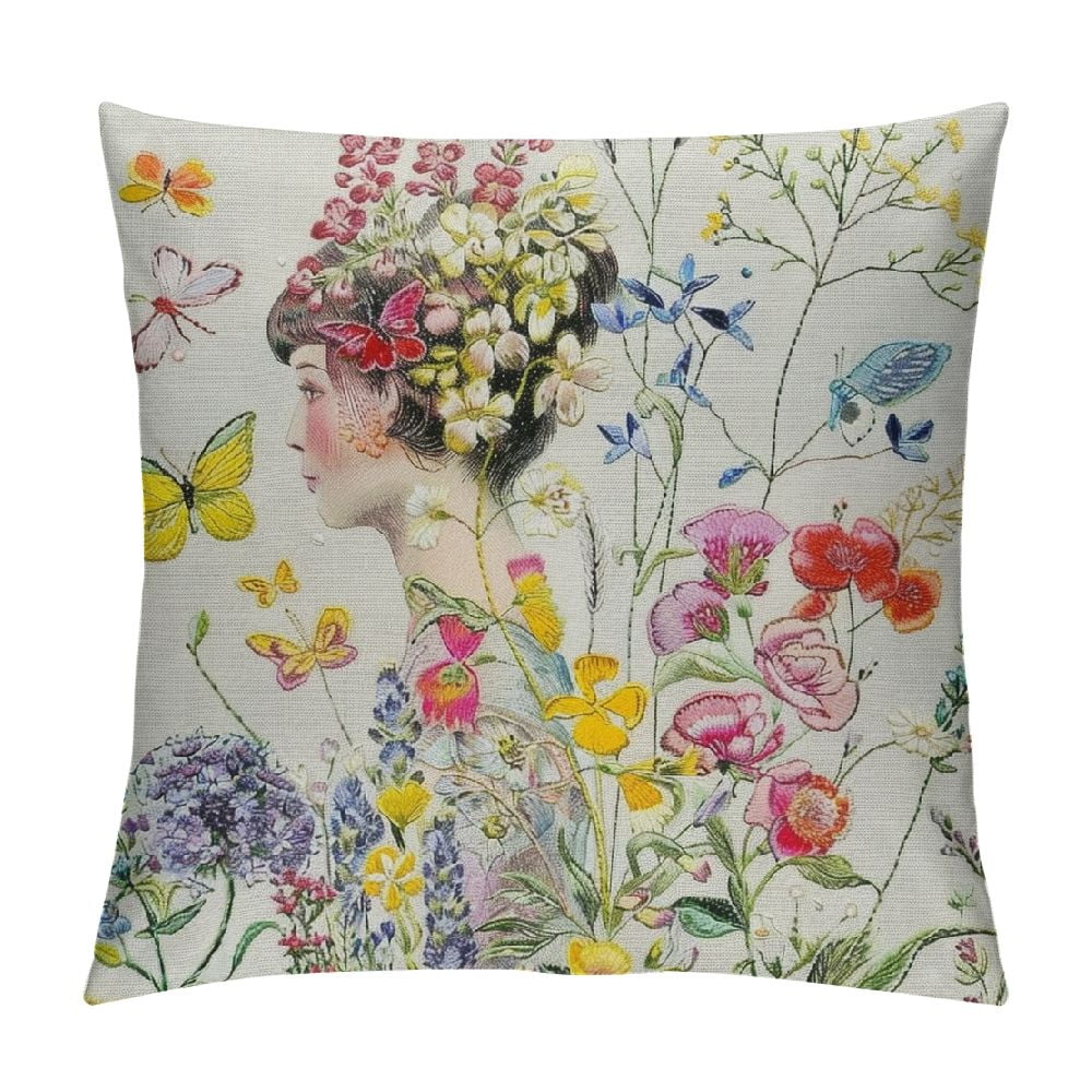 ONETECH Spring Pillow Cover,Floral Butterfly Decorations Seasonal ...